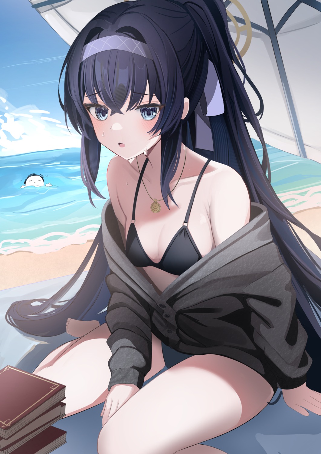 touyou (39kir) blue archive kozeki ui bikini halo open shirt swimsuits | #1108281 | yande.re